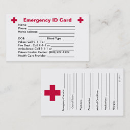 Emergency ID Card | Zazzle