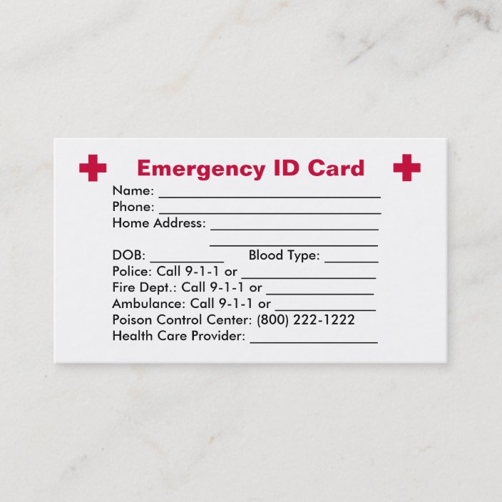 Emergency ID Card | Zazzle.com