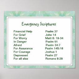 Emergency Information Scriptures for Encouragement Poster | Zazzle