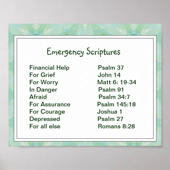 Emergency Information Scriptures for Encouragement Poster | Zazzle