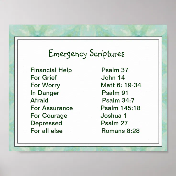 Emergency Information Scriptures for Encouragement Poster | Zazzle