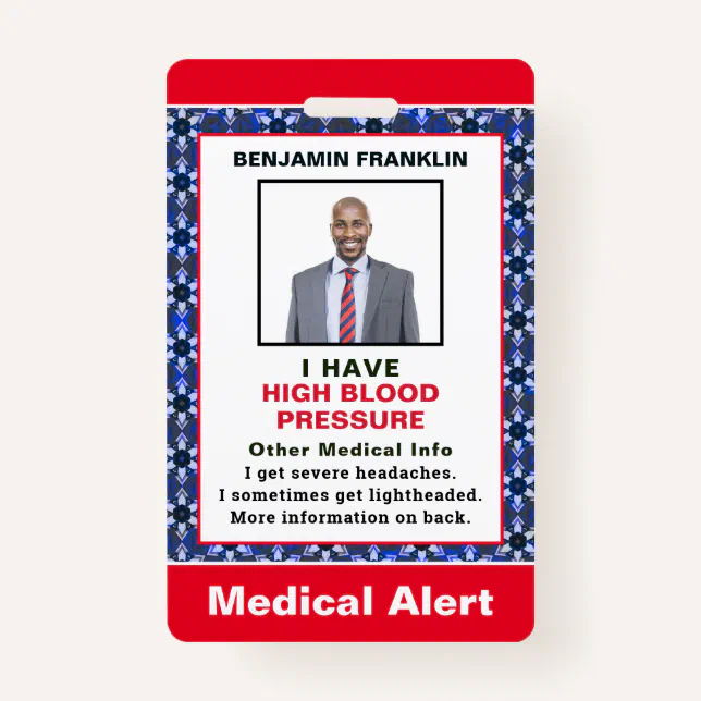 Emergency Medical Alert Photo Id Identification Badge | Zazzle
