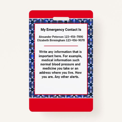 Emergency Medical Alert Photo Id Identification Badge | Zazzle