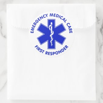Emergency Medical Care First Responder Classic Round Sticker | Zazzle