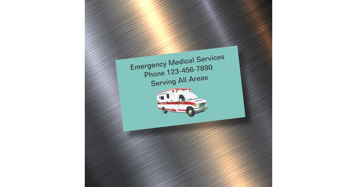 Emergency Medical Services Ambulance Theme Business Card Magnet | Zazzle