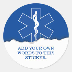Emergency Medical Services Custom Classic Round Sticker | Zazzle