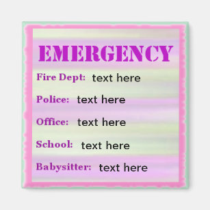 Emergency Numbers Refrigerator Magnets | Zazzle