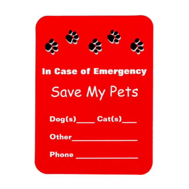 Emergency Pet Rescue Magnet | Zazzle