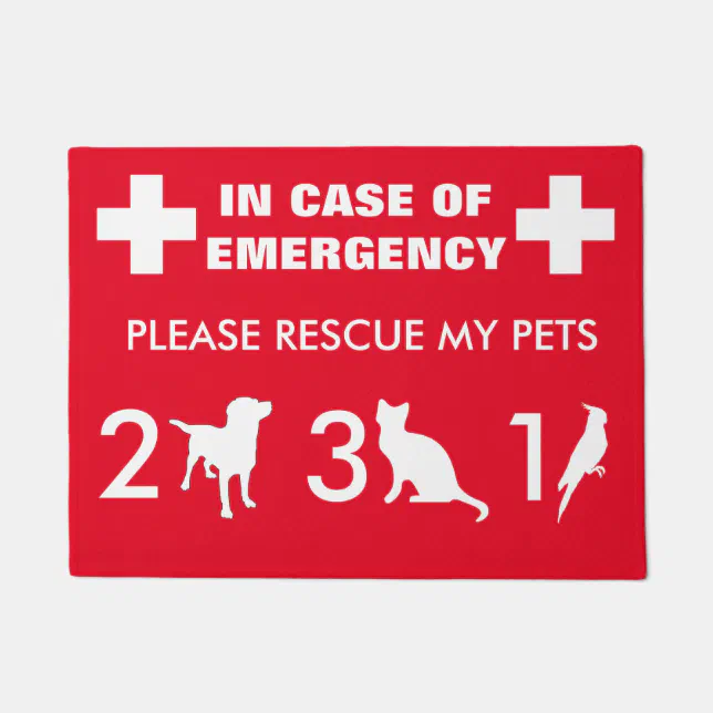 Emergency Pet Rescue Sign - Customizable Door Mat | Zazzle
