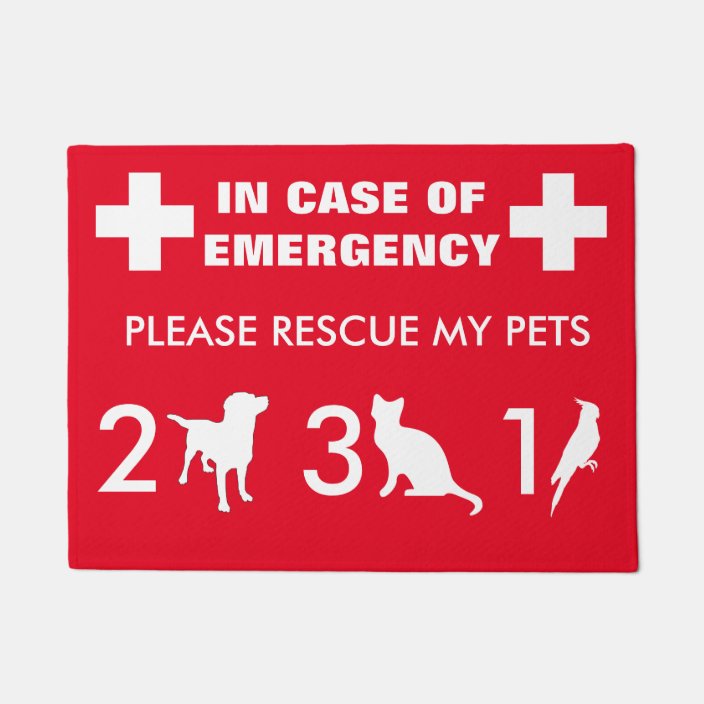 Emergency Pet Rescue Sign - Customizable Door Mat | Zazzle.com