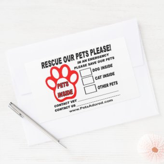 Emergency Pet Rescue Window Stickers | Zazzle