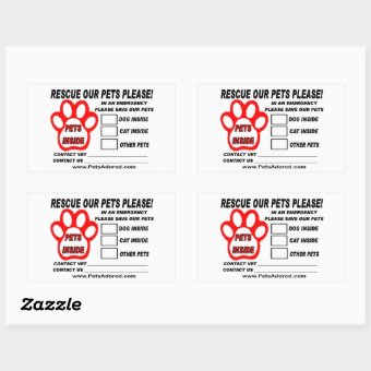 Emergency Pet Rescue Window Stickers | Zazzle