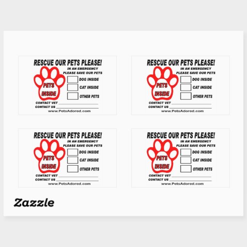 Emergency Pet Rescue Window Stickers | Zazzle