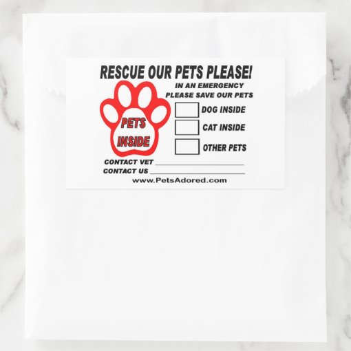Emergency Pet Rescue Window Stickers | Zazzle