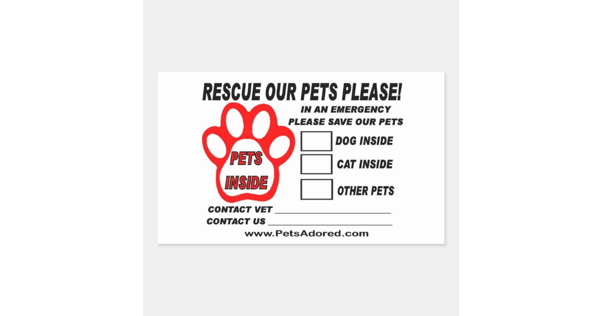 Emergency Pet Rescue Window Stickers | Zazzle