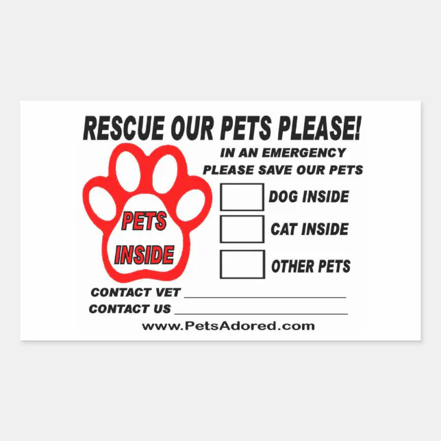 Emergency Pet Rescue Window Stickers | Zazzle