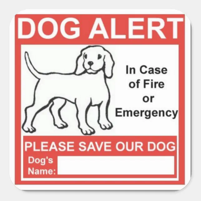 Emergency Services Dog Alert Square Sticker | Zazzle