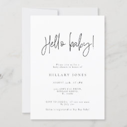 EMERY | Elegant Calligraphy Baby Shower Hello baby Invitation | Zazzle