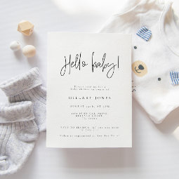 EMERY | Elegant Calligraphy Baby Shower Hello baby Invitation | Zazzle