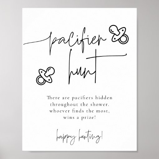 EMERY Pacifier Hunt Baby Shower Game Poster | Zazzle