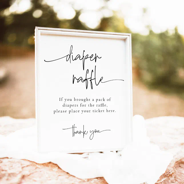 EMERY Whimsical Diaper Raffle Baby Shower Game Poster | Zazzle