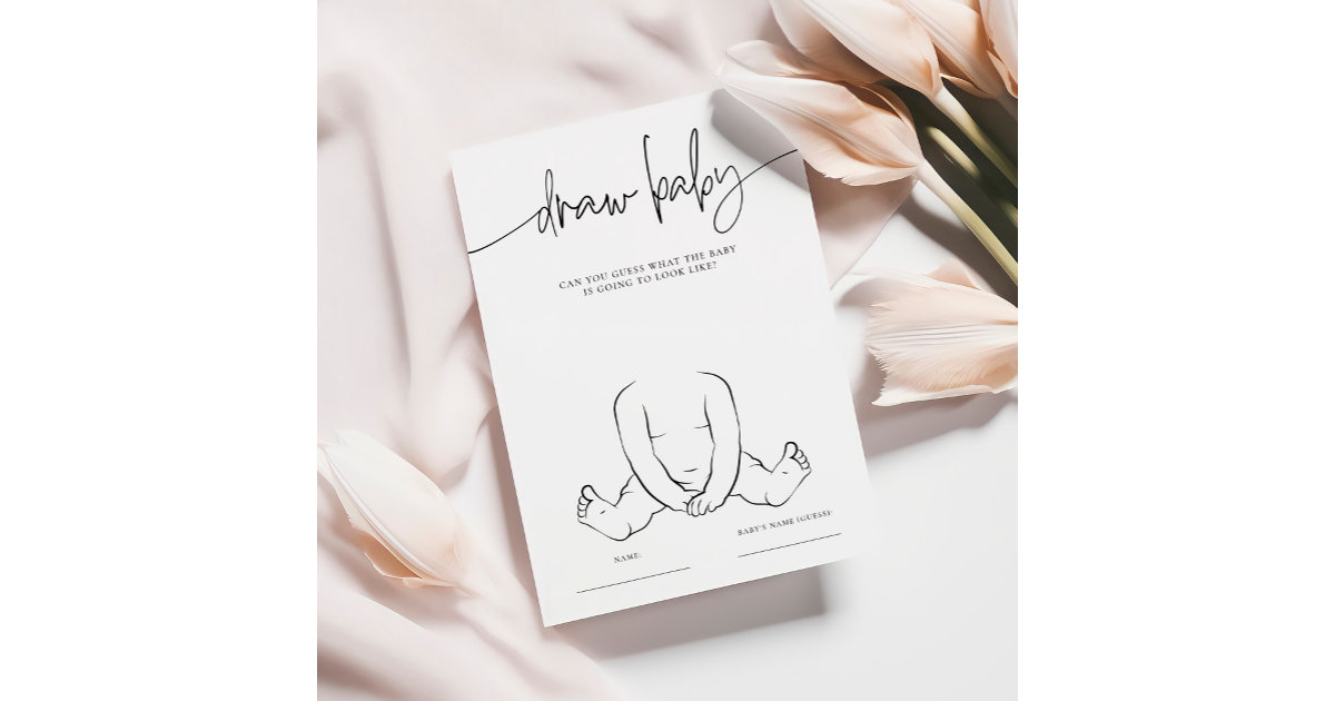 EMERY Whimsical Draw the Baby Shower Game Card | Zazzle
