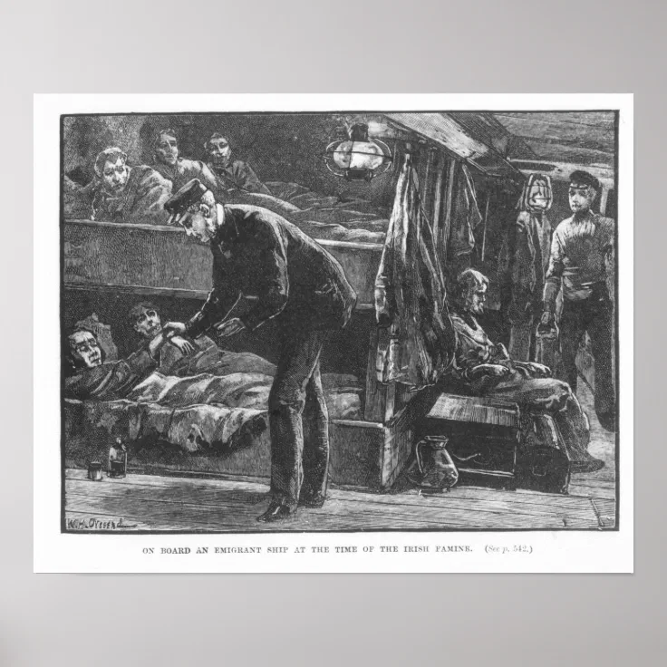 Emigrant Ship at the Time of the Irish Famine Poster | Zazzle
