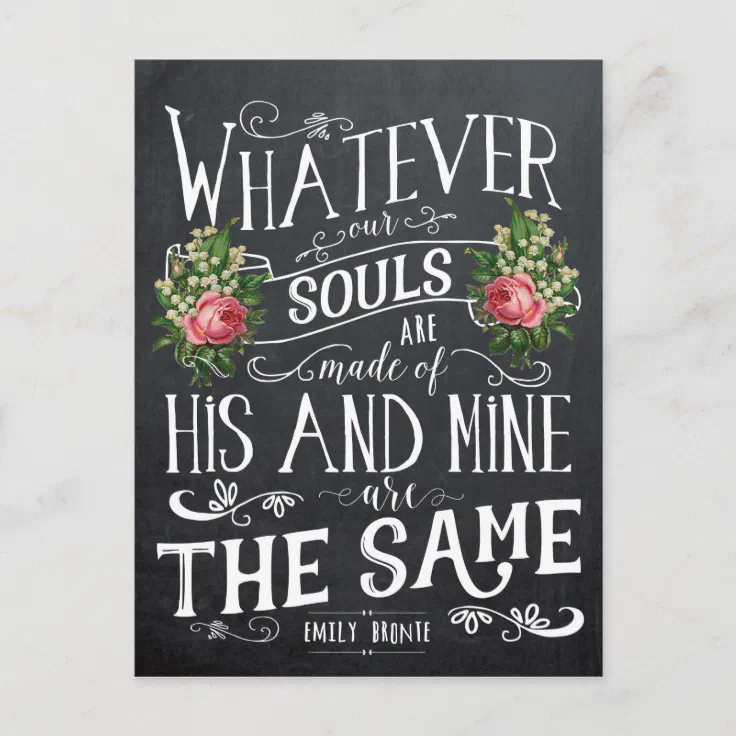 Emily Bronte quote postcard whatever our souls | Zazzle