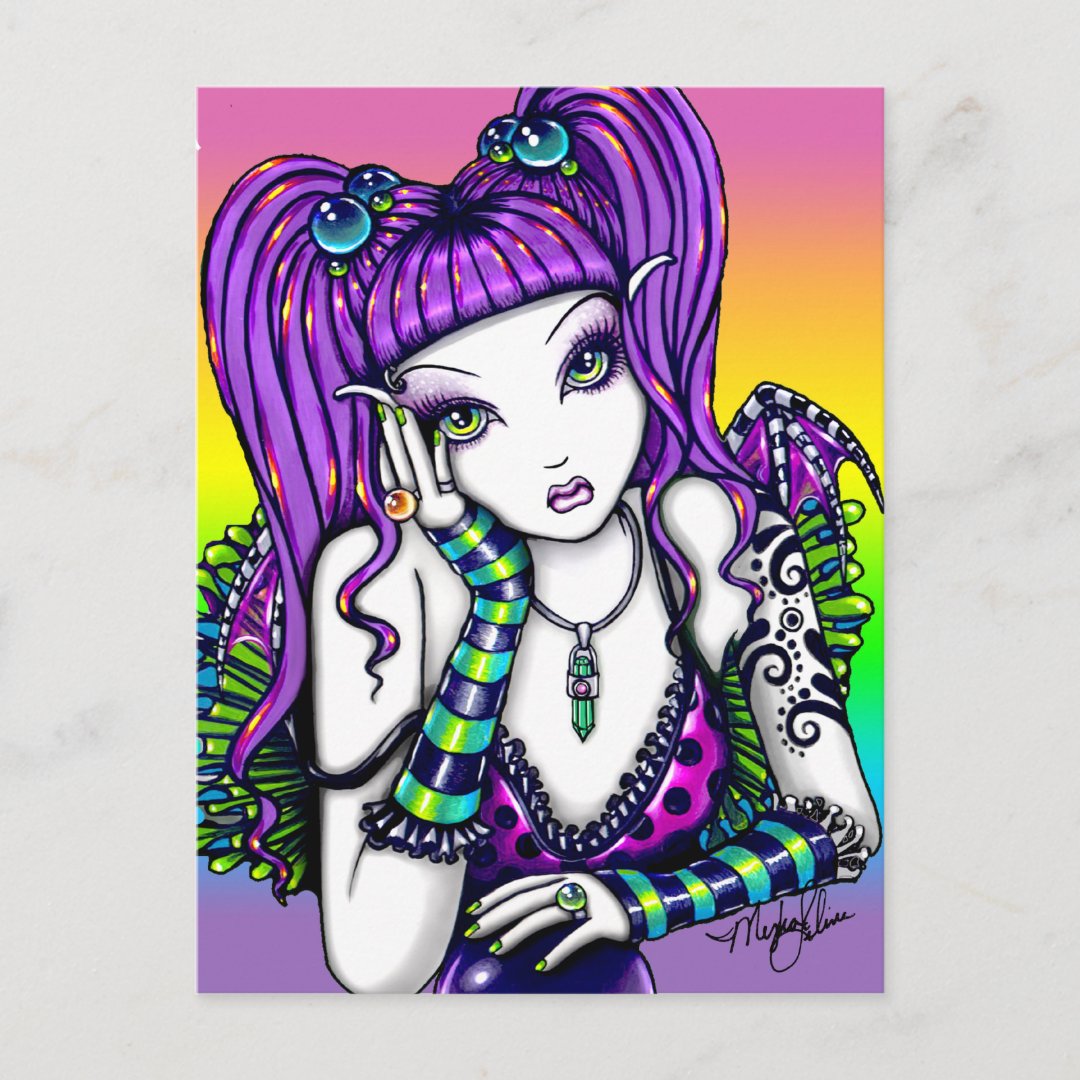 "Emily" Celestial Rainbow Crystal Ball Faery Postcard | Zazzle