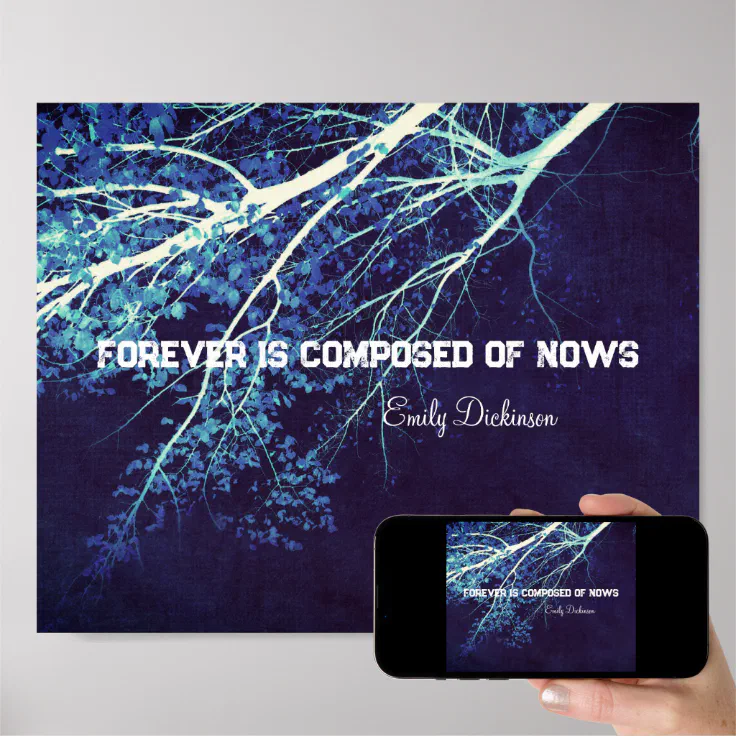 Emily Dickinson inspirational quote blue and white Poster | Zazzle