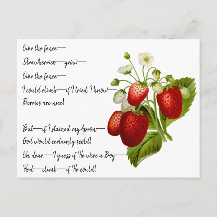 Emily Dickinson "Over the Fence" Poem Postcard | Zazzle