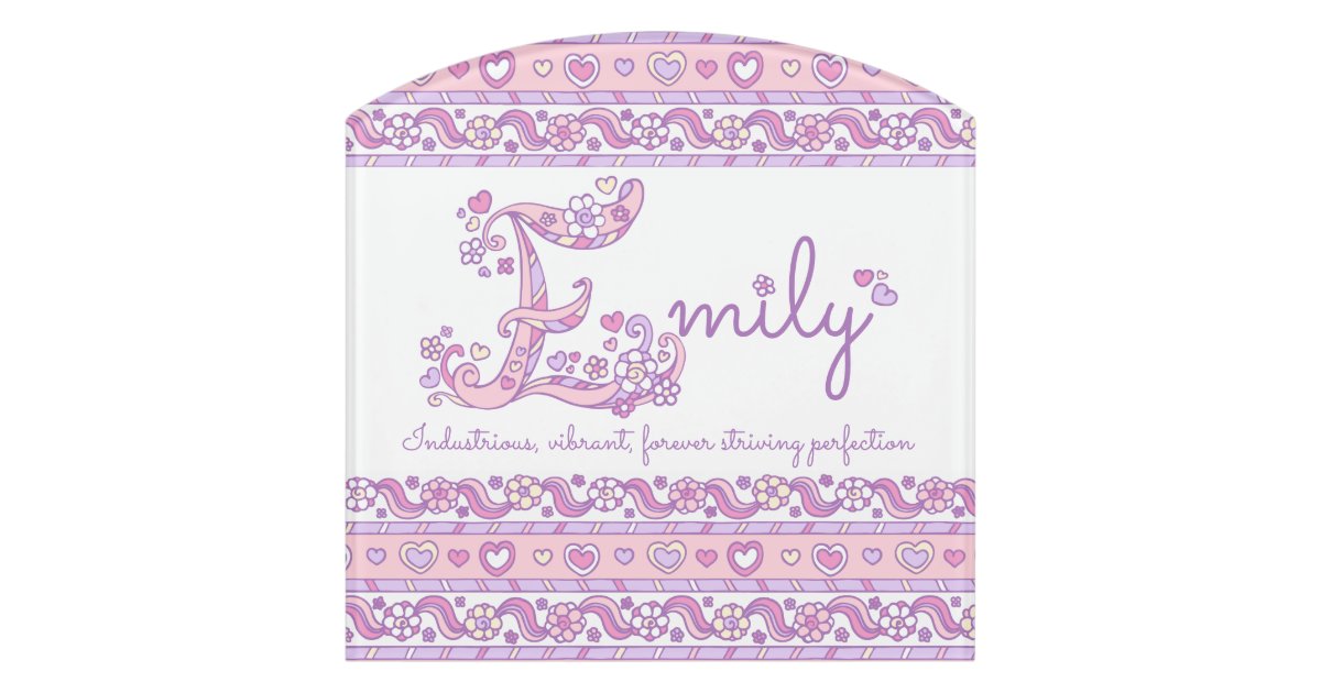 Emily letter E name pink girls personalized Door Sign | Zazzle