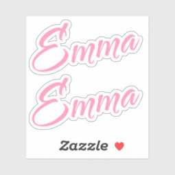 Emma Decorative Name in Pink x2 Sticker | Zazzle