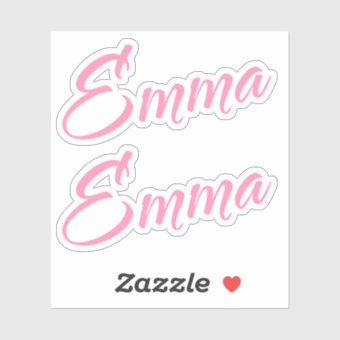 Emma Decorative Name in Pink x2 Sticker | Zazzle