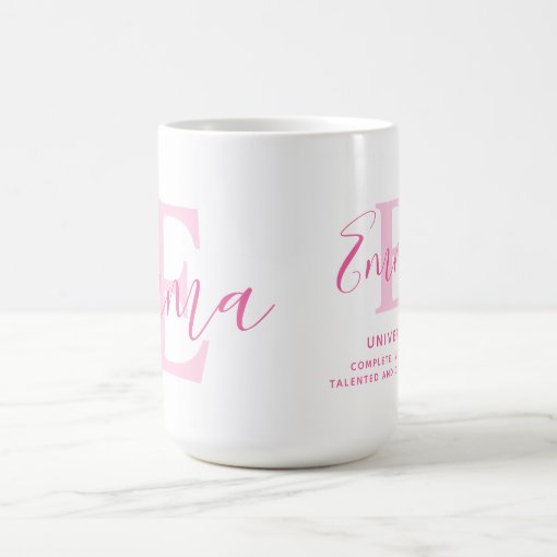 Emma name meaning and monogram pink text coffee mug | Zazzle