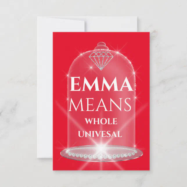 Emma Name Meaning Diamond Birthday Red Invitation | Zazzle