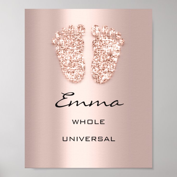 Emma Name Meaning New Baby Feet Rose Gift Poster | Zazzle