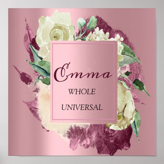 Emma Name Meaning Royal Roses Mint Pink Poster | Zazzle.com
