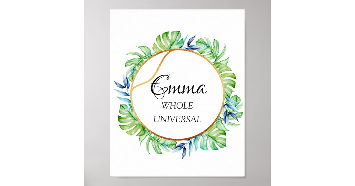 Emma Name Meaning Tropical Bridal Birthday Gift Poster | Zazzle