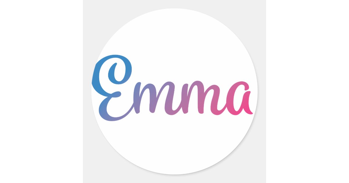 Emma Stylish Cursive Classic Round Sticker | Zazzle
