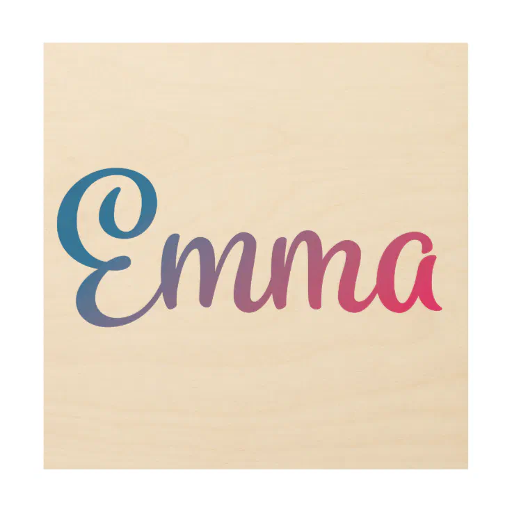 Emma Stylish Cursive Wood Wall Art | Zazzle