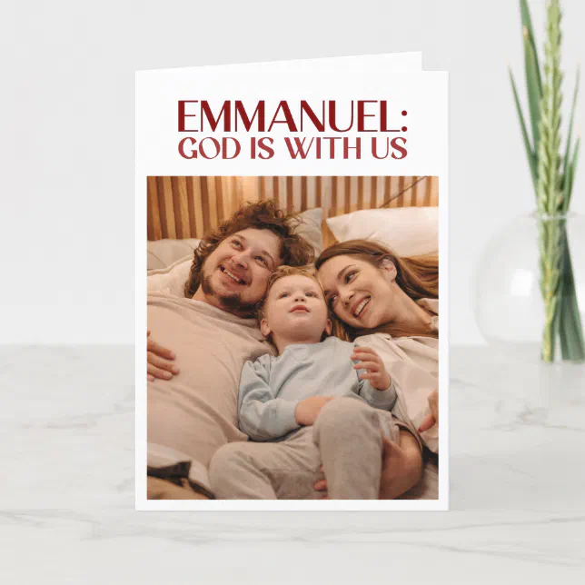 EMMANUEL God is with us Bible Christmas Two Photo Holiday Card | Zazzle