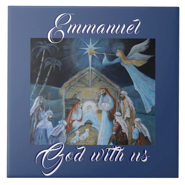 Emmanuel God with Us, Christmas Nativity Ceramic Tile | Zazzle