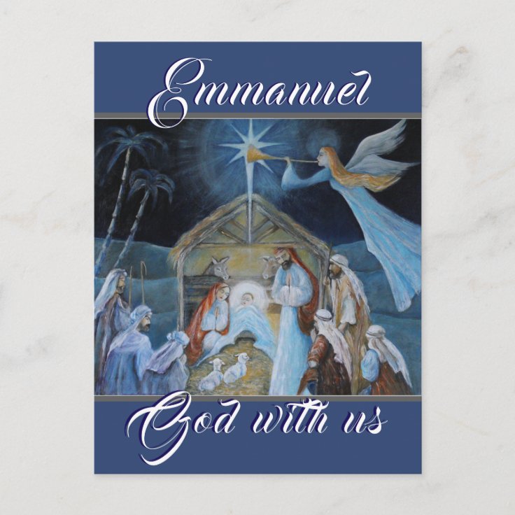 Emmanuel God with Us, Christmas Nativity Postcard | Zazzle