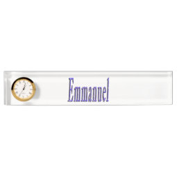 Emmanuel, Name, Logo, Desk Nameplate with Clock. | Zazzle
