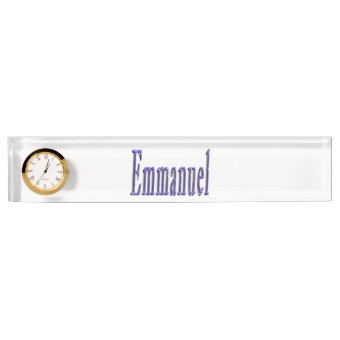 Emmanuel, Name, Logo, Desk Nameplate with Clock. | Zazzle
