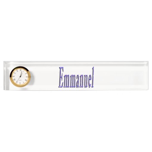 Emmanuel, Name, Logo, Desk Nameplate with Clock. | Zazzle