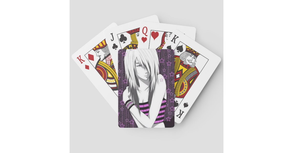 Emo Anime Girl Playing Cards | Zazzle