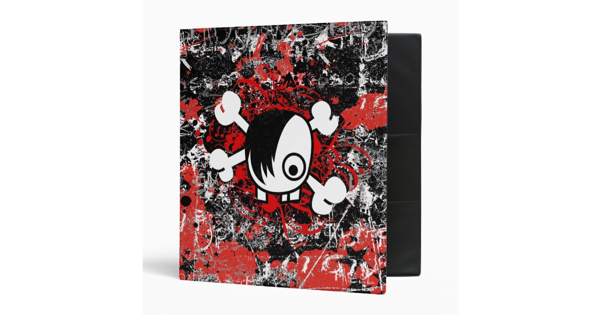 Emo Cartoon Boy Skull Binder | Zazzle
