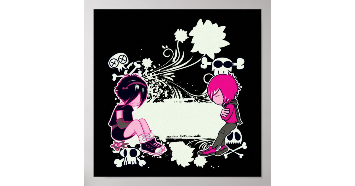 emo deep thoughts vector illustration poster | Zazzle